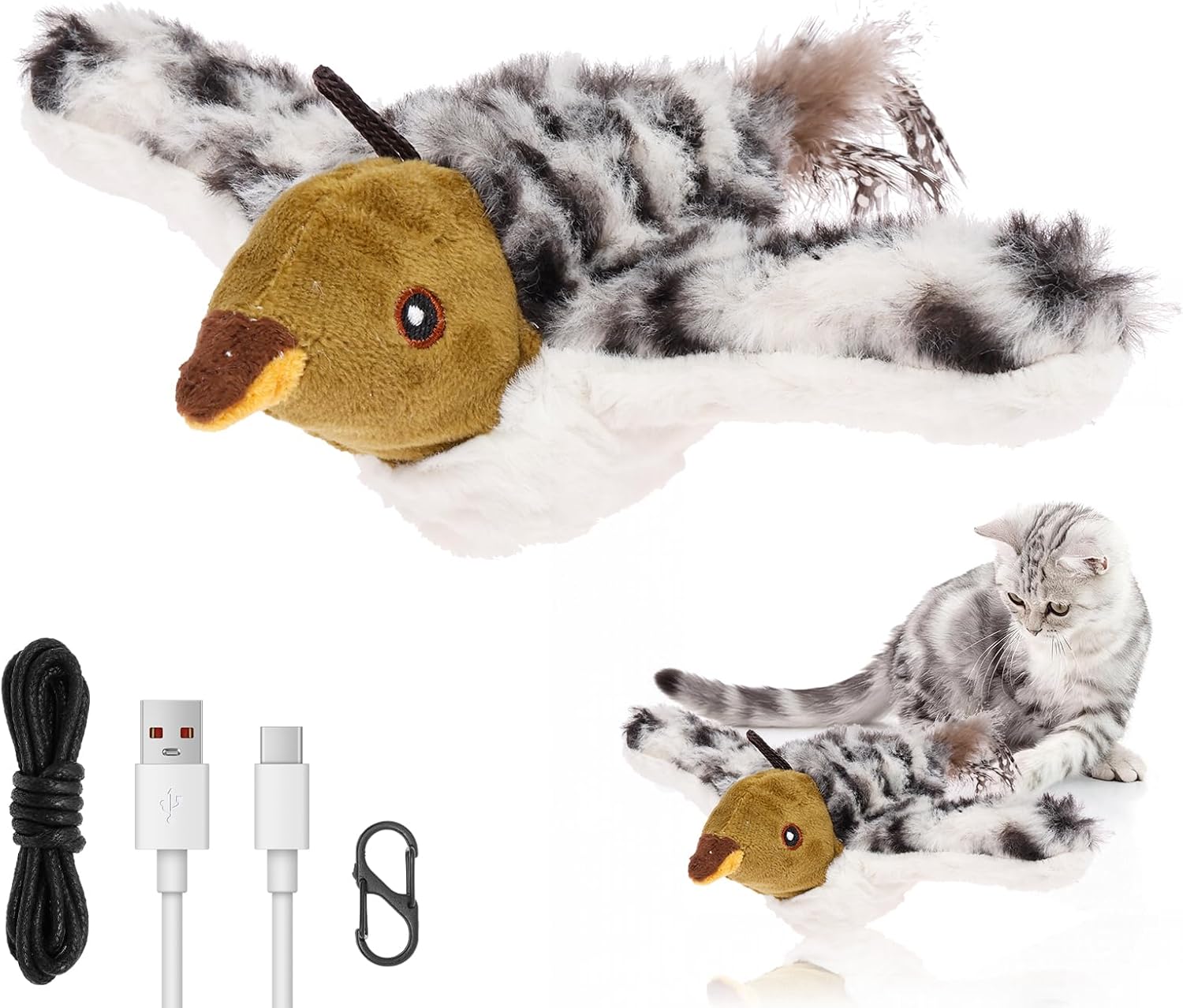 Flying Bird Cat Toy, Actual Flappy Bird Cat Toy, Interactive Chirping ...