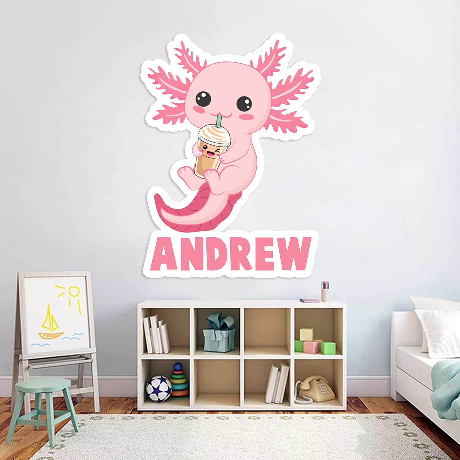 Amazon.com: Custom Axolotl Wall Decal, Personalized Name Axolotl ...