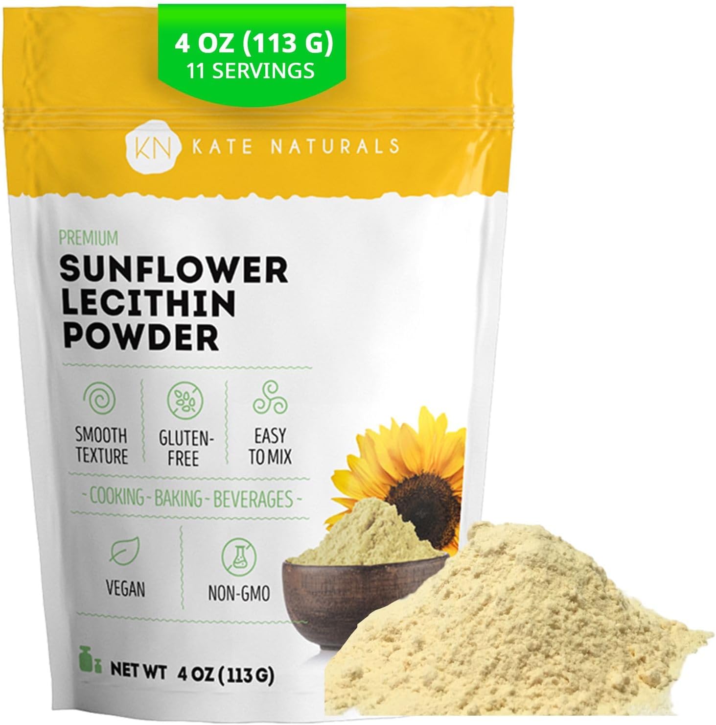 Amazon.com: Kate Naturals Sunflower Lecithin Powder for Baking Bread ...