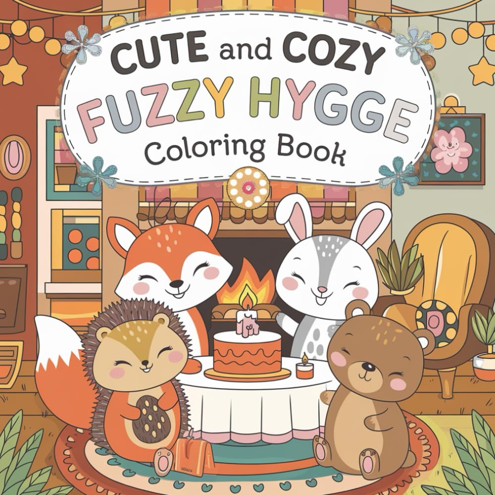 Amazon | Cute and Cozy Fuzzy Hygge Coloring Book: Relaxing and Fun ...