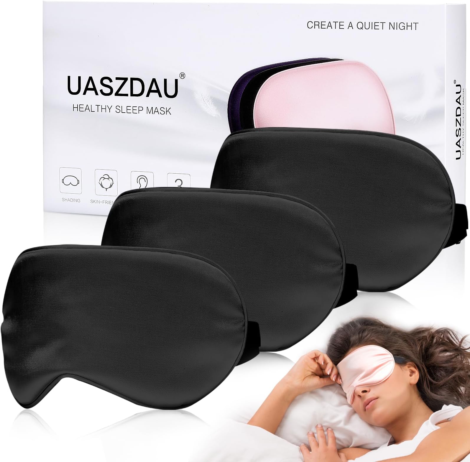 Amazon.com: Sleep Mask Silk Eye Mask for Sleeping, Super Soft Blackout ...