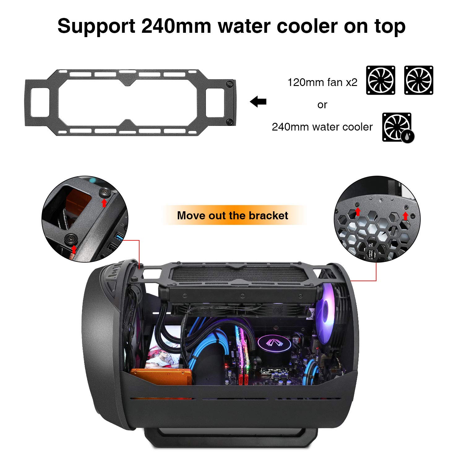 Buy Vetroo K2 Mesh M-ATX Computer Mid-Tower Case, Black Round Airflow ...