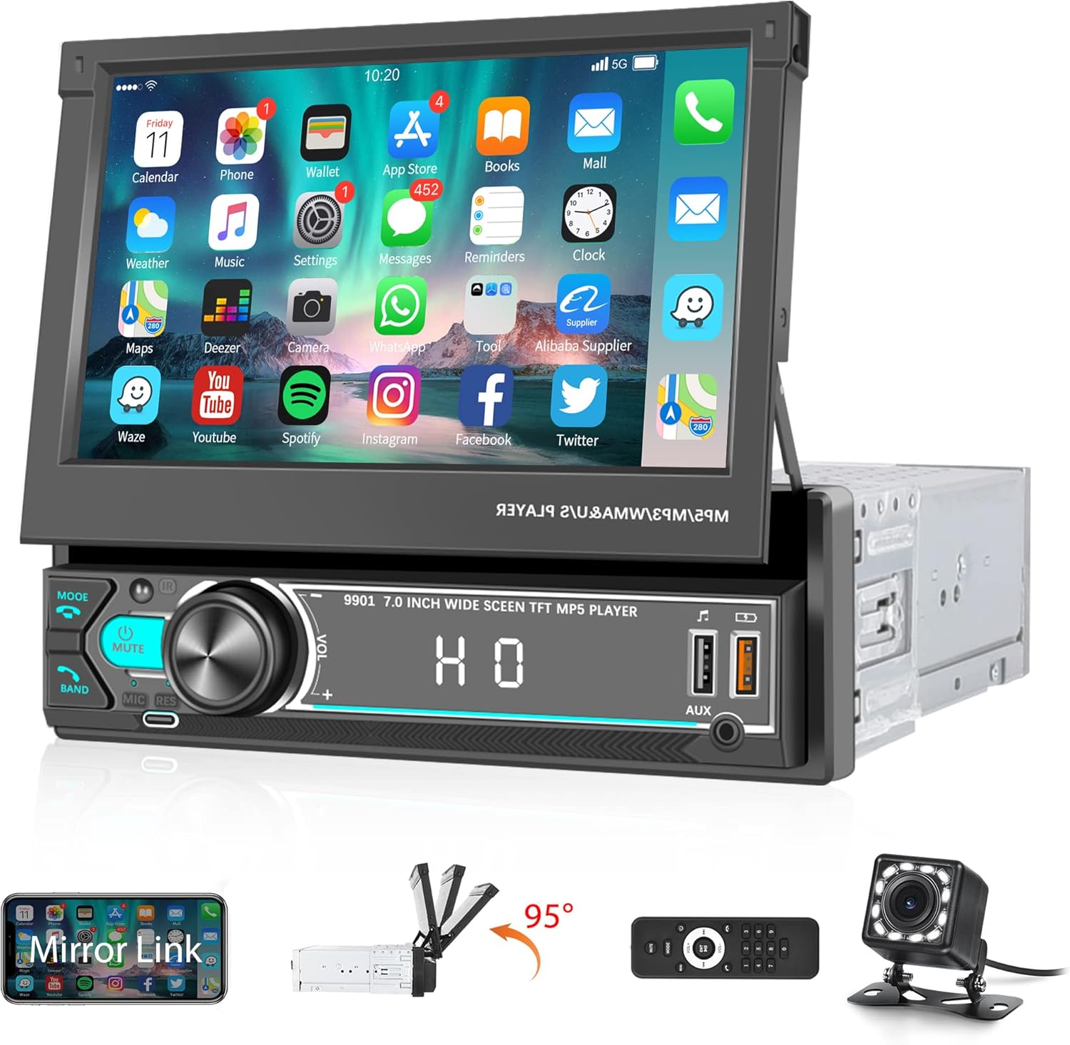 Amazon.com: Car Stereo Single Din Flip Out Touchscreen, Rimoody 7 Inch ...