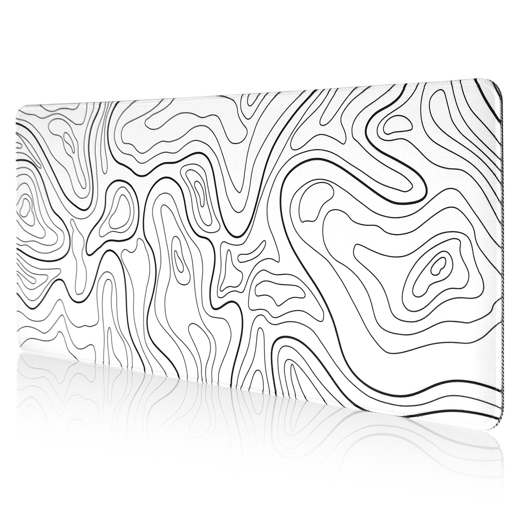 White Topographic Gaming Mouse Pad,35.5''x15.8'',Large Mouse Pad Desk ...