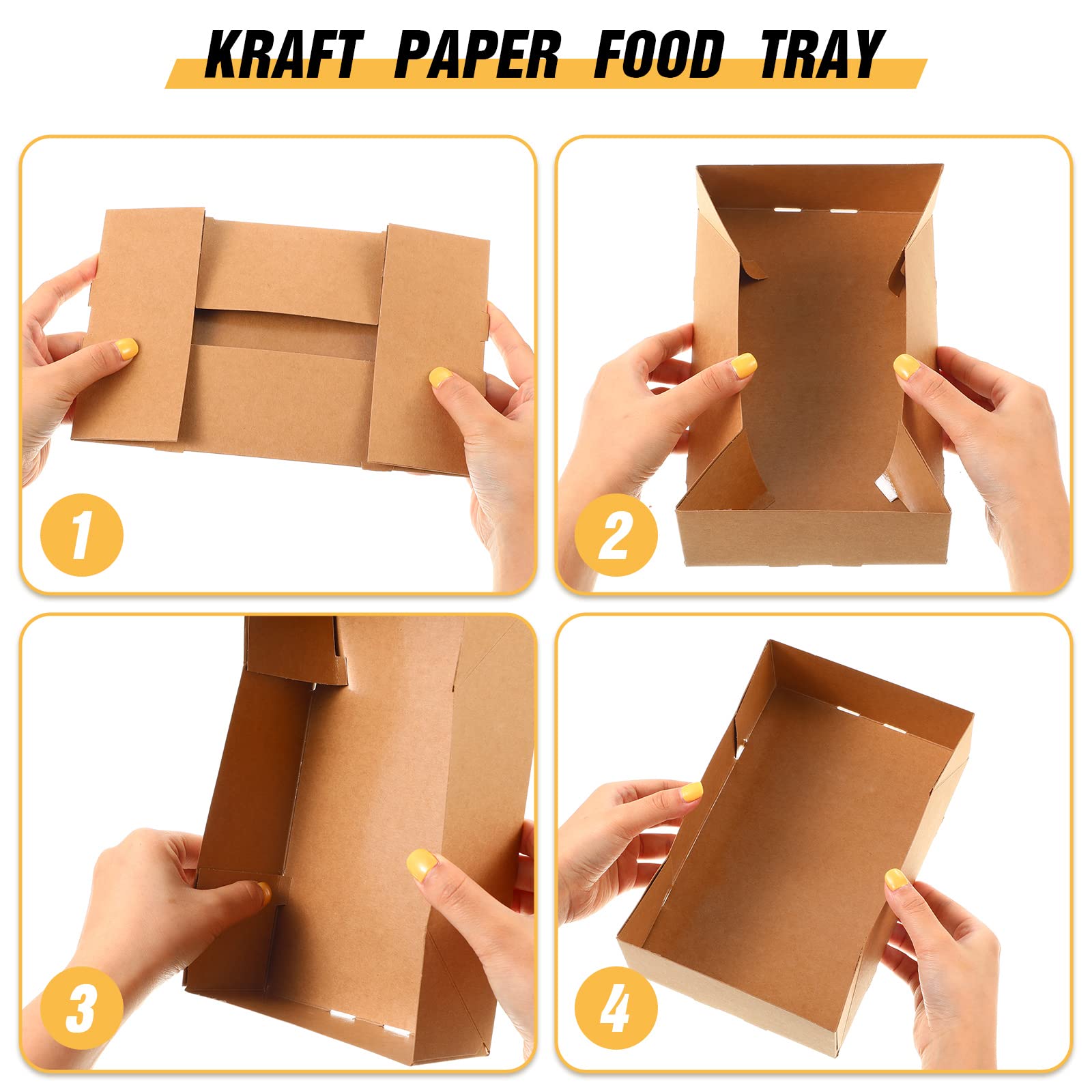 Snapklik.com : Potchen 200 Pcs Kraft Food Trays 4 Corner Pop Up Food ...