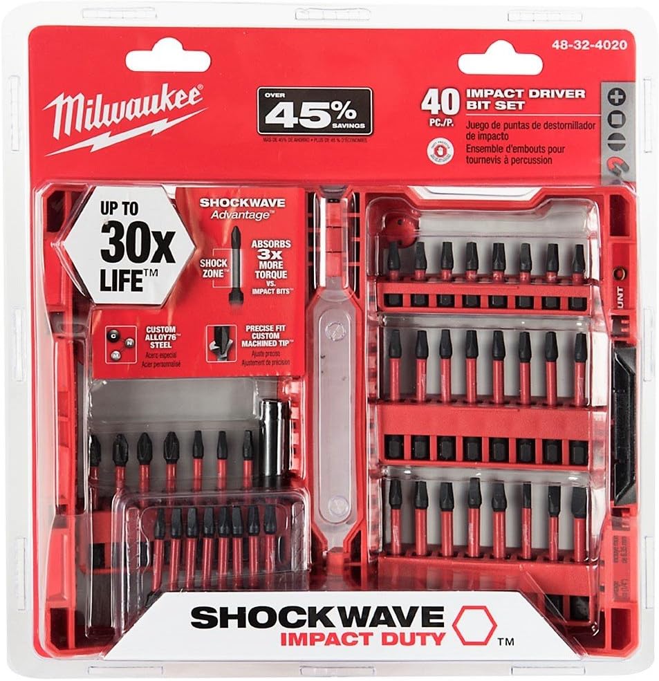 Milwaukee 40-Piece Shockwave Impact Driver Bit Set (48-32-4020 ...