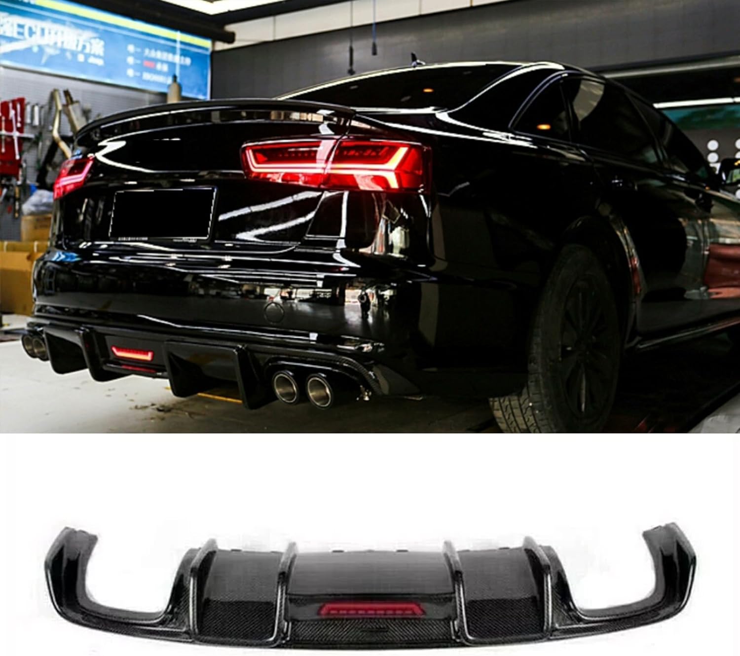 Amazon.com: IsuZi Carbon Fiber Rear Diffuser Bumper Fit for Audi A6 ...