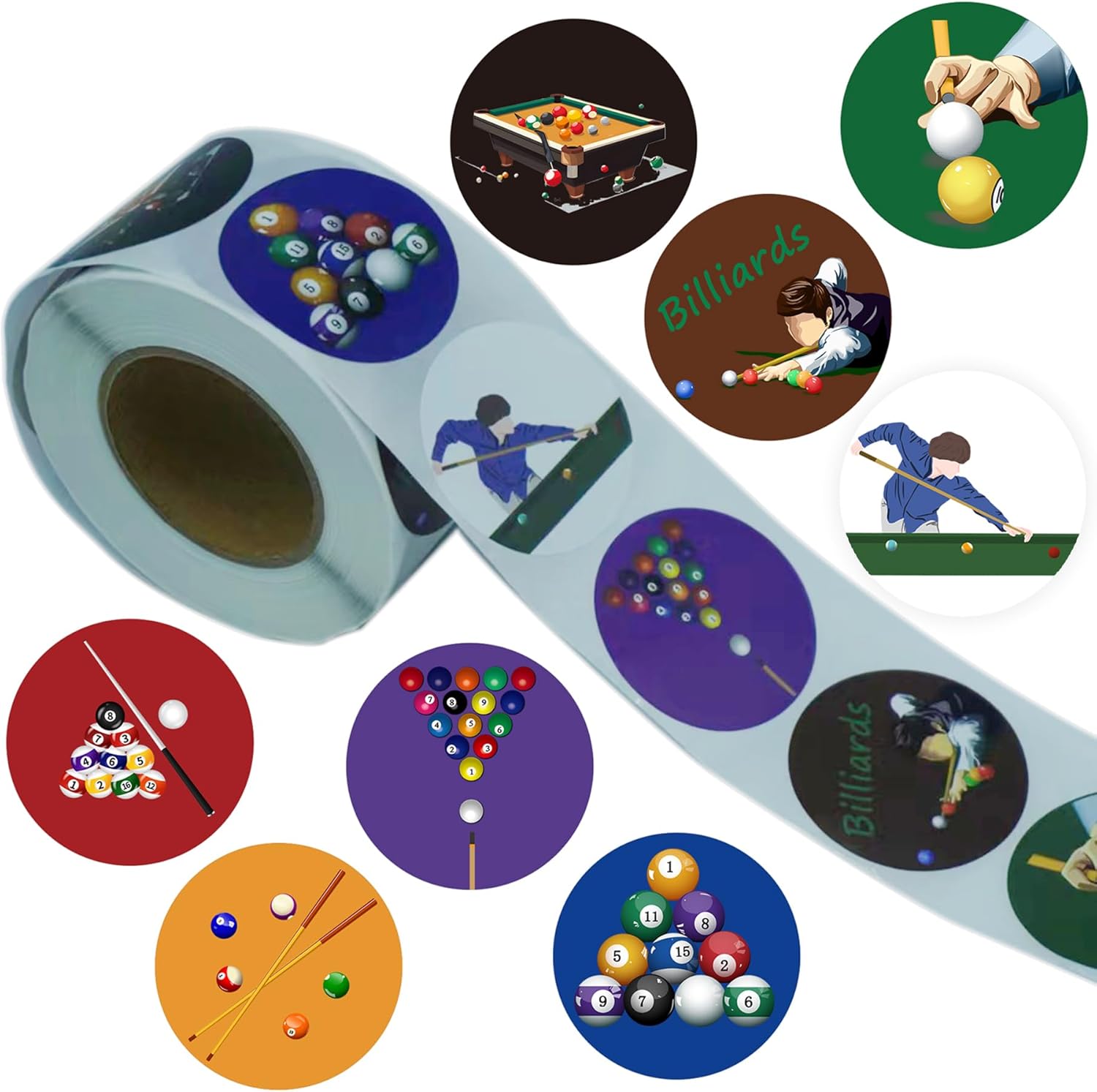 Amazon.com: 500 Pieces Billiards Party Decorations Labels Roll Stickers ...