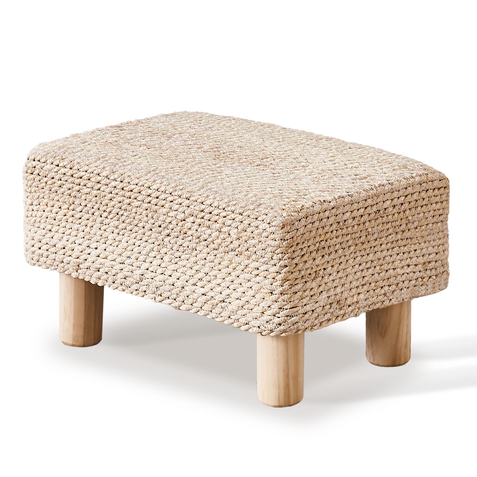 Amazon.com: Wimarsbon Natural Seagrass Footstool Ottoman Rectangular ...