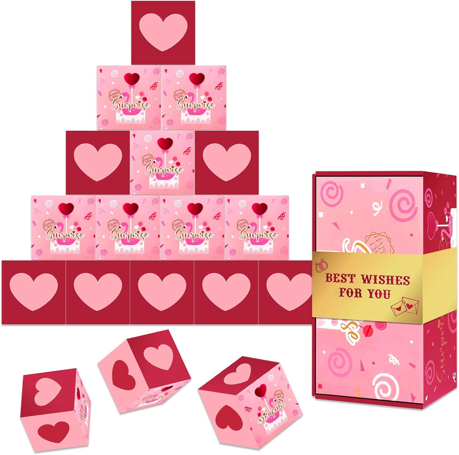 Amazon.com: HiCivan 20 Layers Surprise Gift Box Explosion for Money,Pop ...