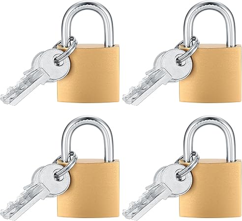 4 Pcs Heavy Duty Padlocks with Keys - 32mm Mini Key Lock for Gym Locker ...