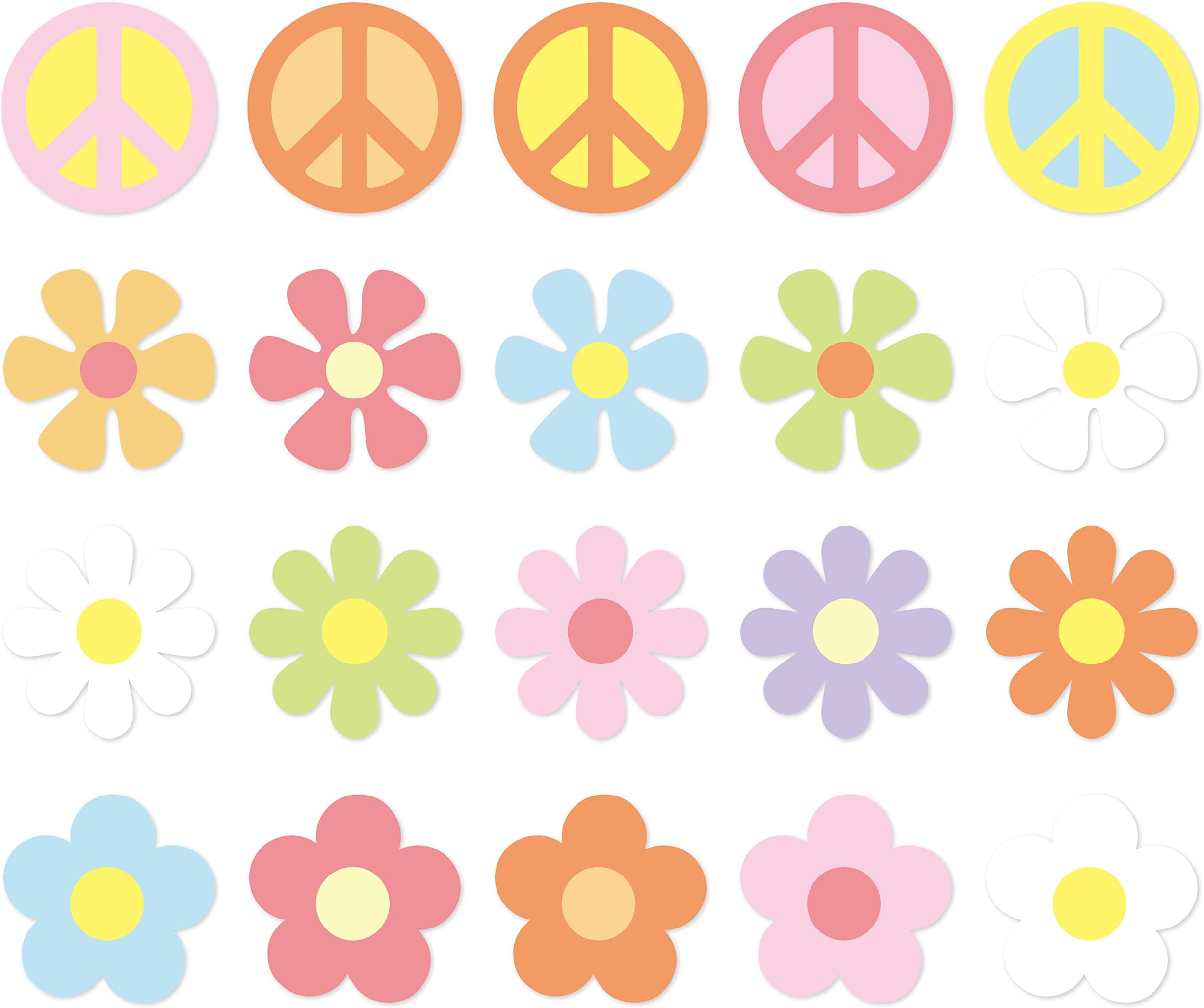 Amazon.com: AnyDesign Groovy Boho Flowers Cutouts Flower Shaped Cut ...