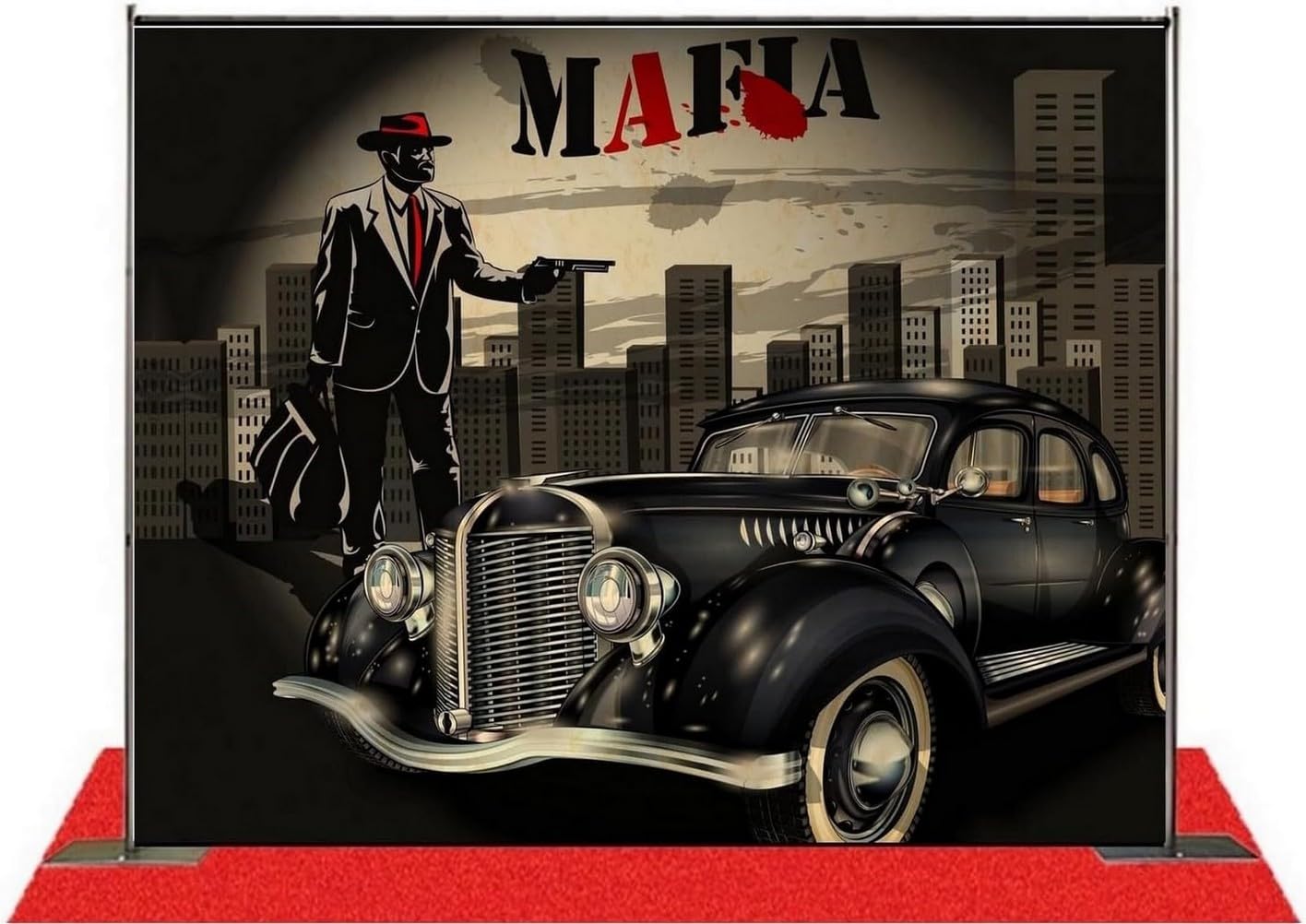 7x5ft 1920s 30s 40s Gangster Gun Old Car Chicago City | Desertcart GB