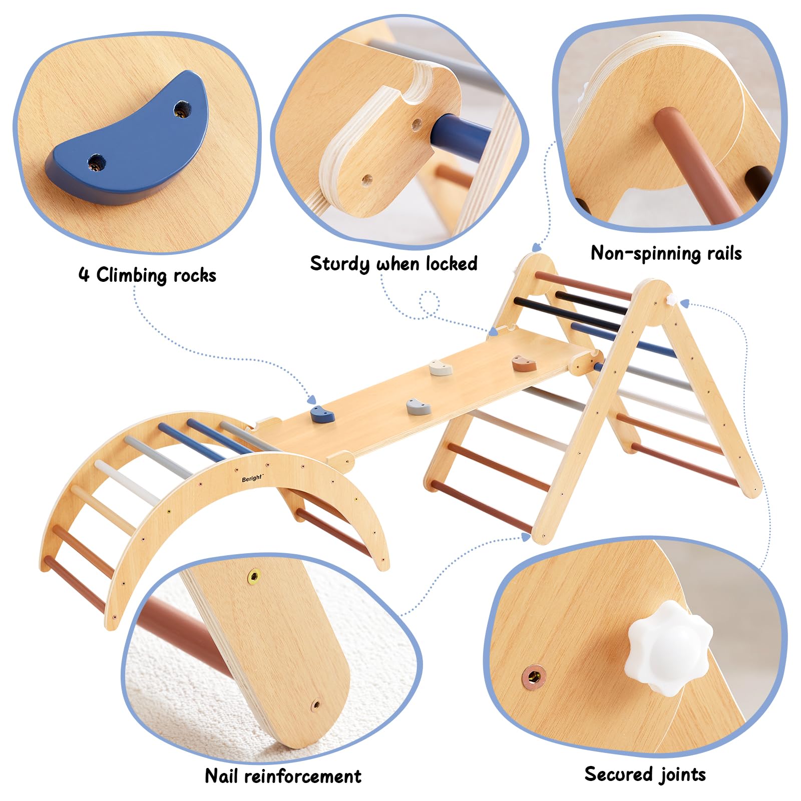 Snapklik.com : Beright 5 In1 Pikler Triangle Gym, Foldable Climbing ...