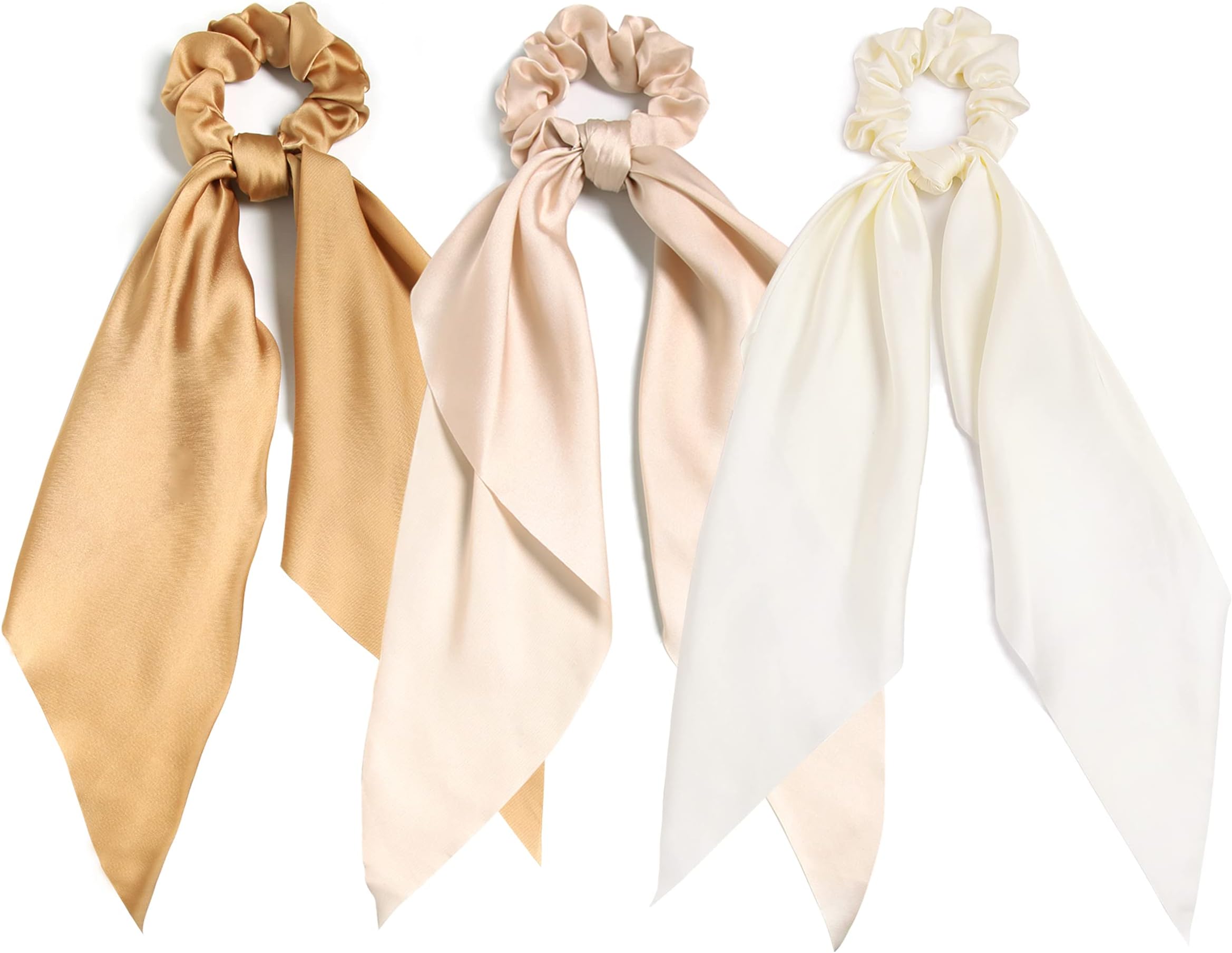 Amazon.com : Silk Satin Hair Scrunchies, Hair Scarf with Bow Silk ...