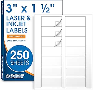 Amazon.com : 3" X 1.5" Matte White Printable Labels Compatible with ...