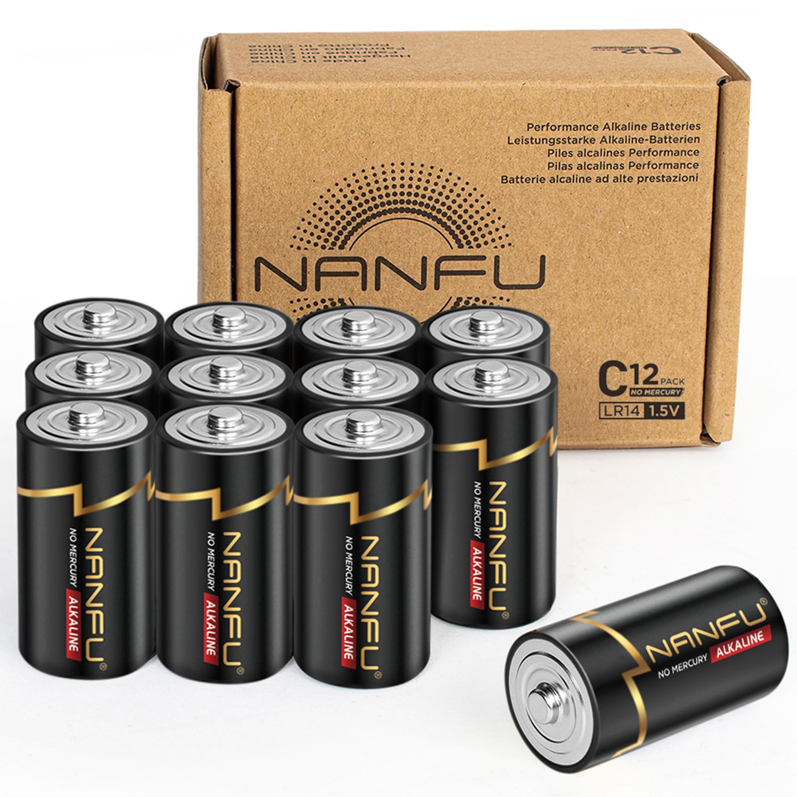 Amazon.com: NANFU Alkaline C Cell Batteries, Long Lasting Performance ...
