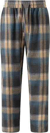 WENKOMG1 Mens Pajama Pants Soft - Lightweight Plaid Lounge Casual ...