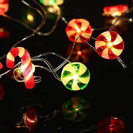 Amazon.com: Christmas Candy String Lights, 10ft 30 LED 8 Modes Battery ...