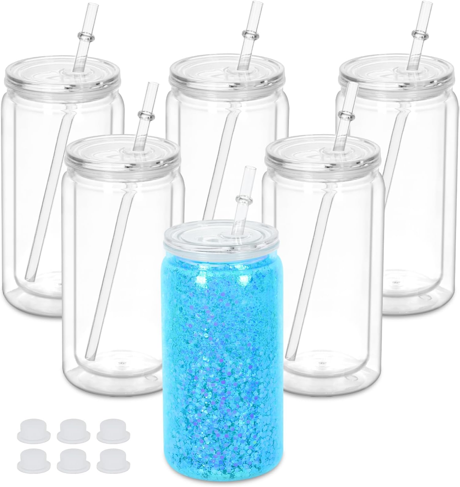 Amazon.com | AGH Snowglobe Tumbler(4 Pack) - 24oz Double Wall Acrylic ...