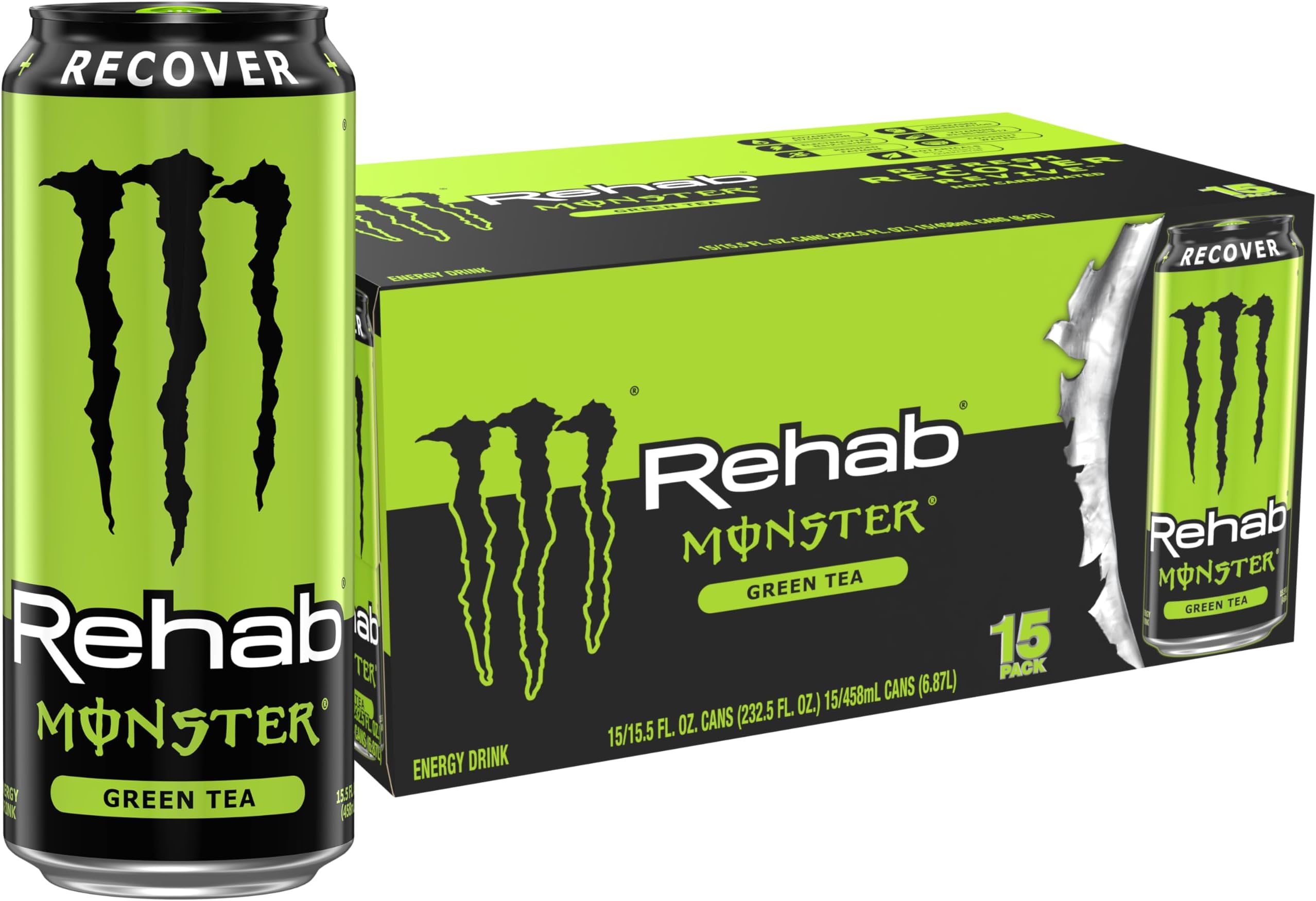 Amazon.com: Monster Energy Rehab Green Tea + Energy, Energy Iced Tea ...