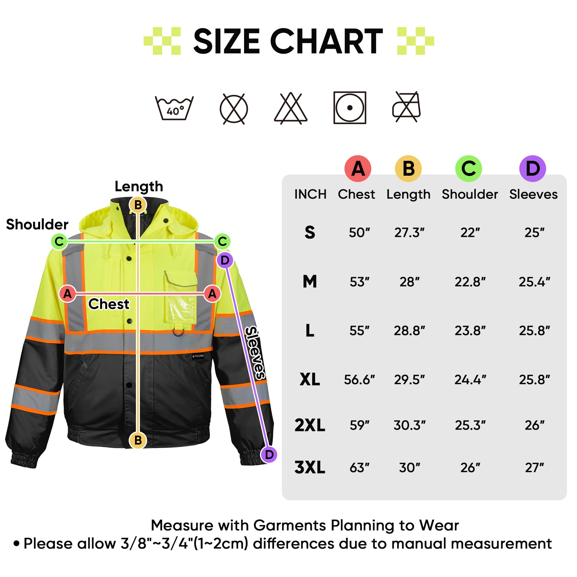 Snapklik.com : TICONN Hi Vis Rain Jacket, Waterproof Safety Bomber ...