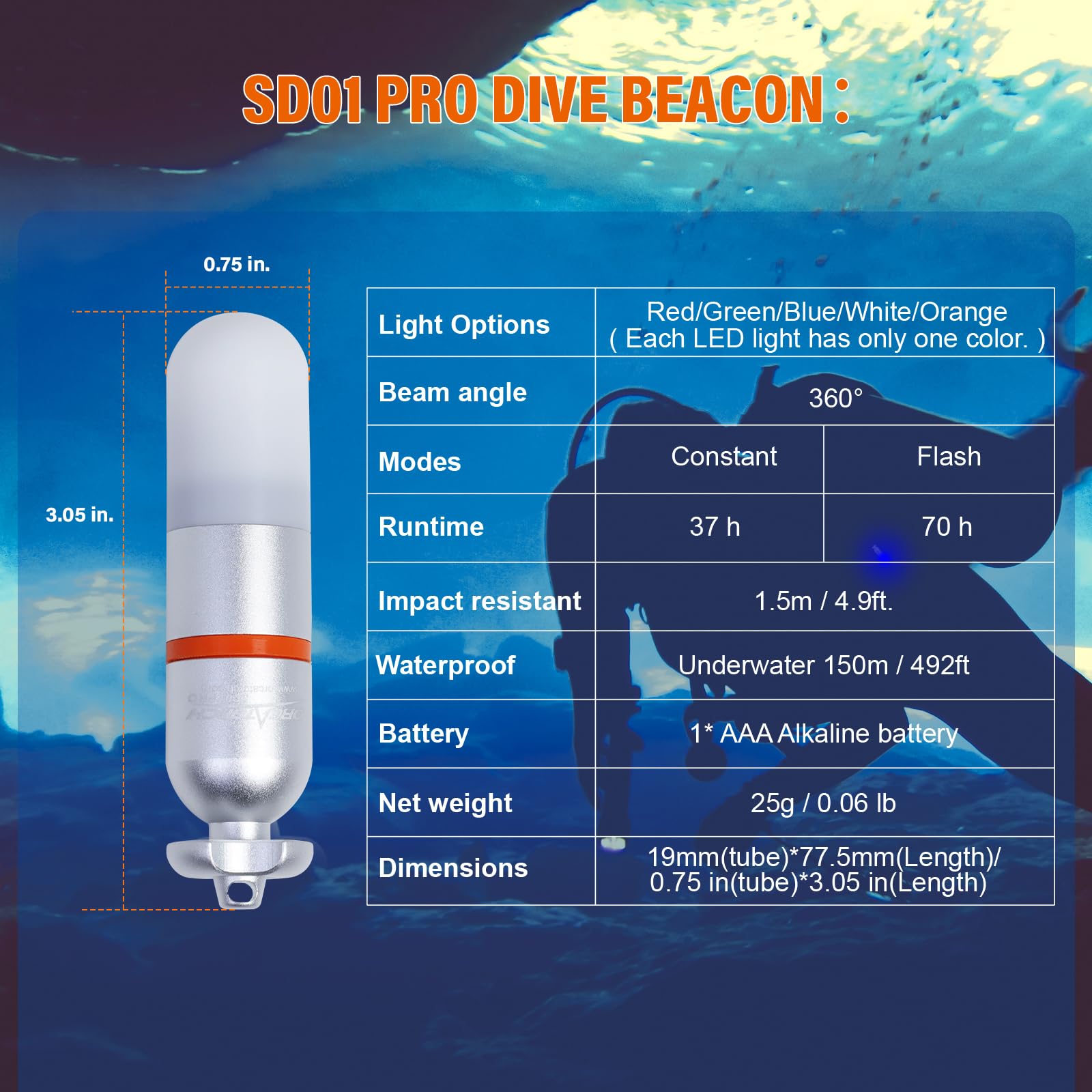 Snapklik.com : ORCATORCH SD01PRO Upgrade Bright Dive Signal Light ...
