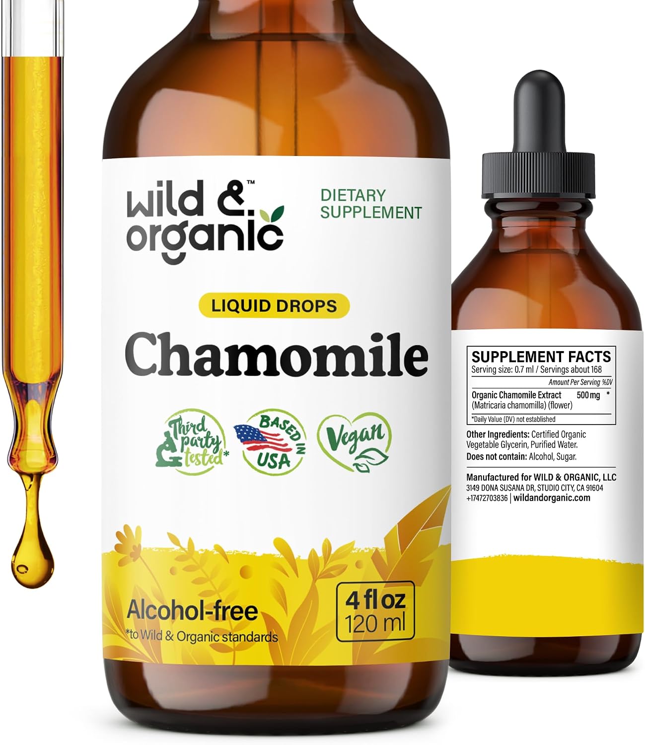 Amazon.com: Wild & Organic Chamomile Flowers Tincture - Calming ...