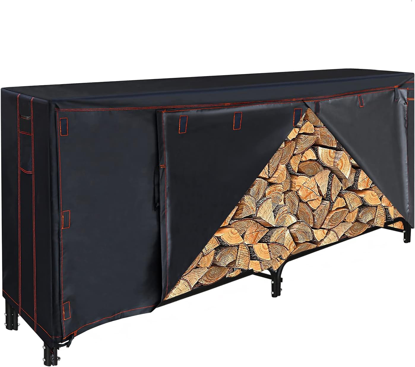 Amazon.com : SnugNiture 8ft Firewood Log Rack Cover, 600D Oxford Heavy ...