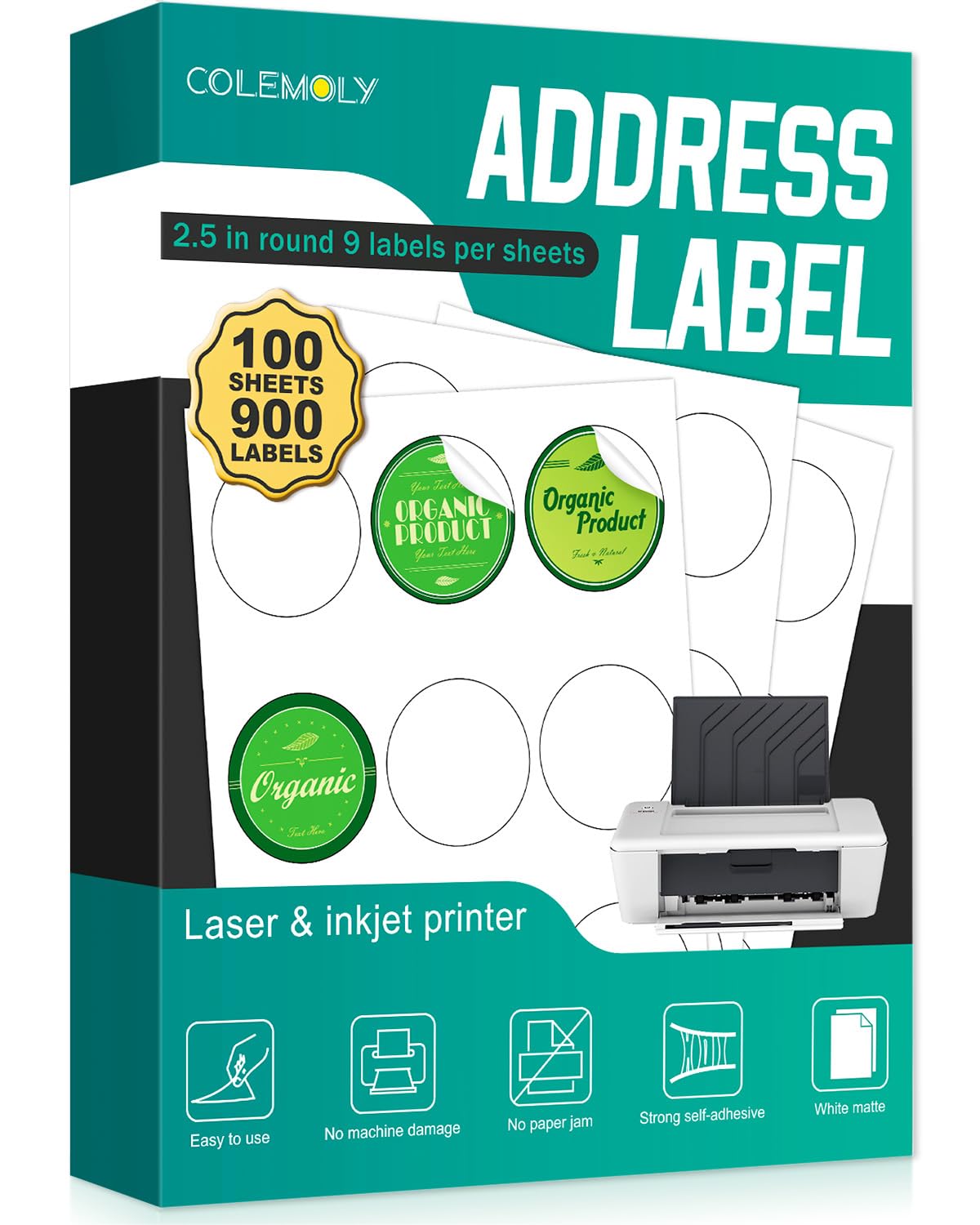 Amazon.com : Colemoly Return Address Labels 2.5" Diameter 9 Circle ...