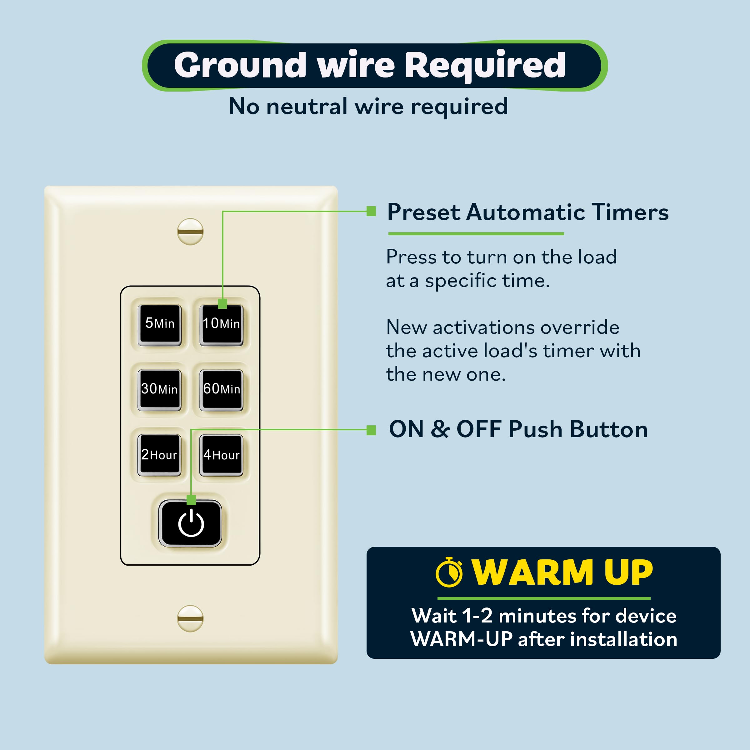 Snapklik.com : 4-Hour No Neutral Wire Countdown Timer Switch, 5-10-30 ...