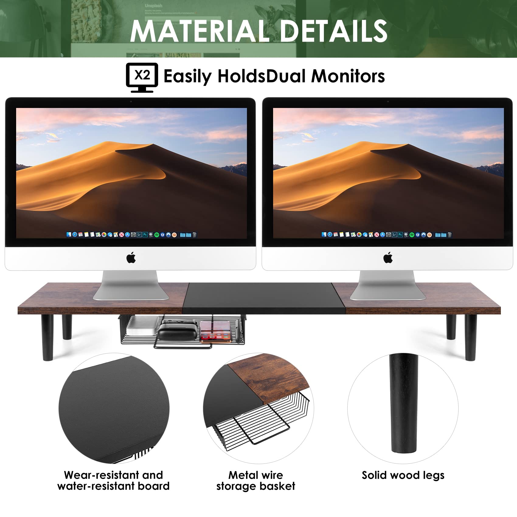 LOTEYIKE Dual Monitor Stand for 2 Monitors, Computer Monitor Riser with ...