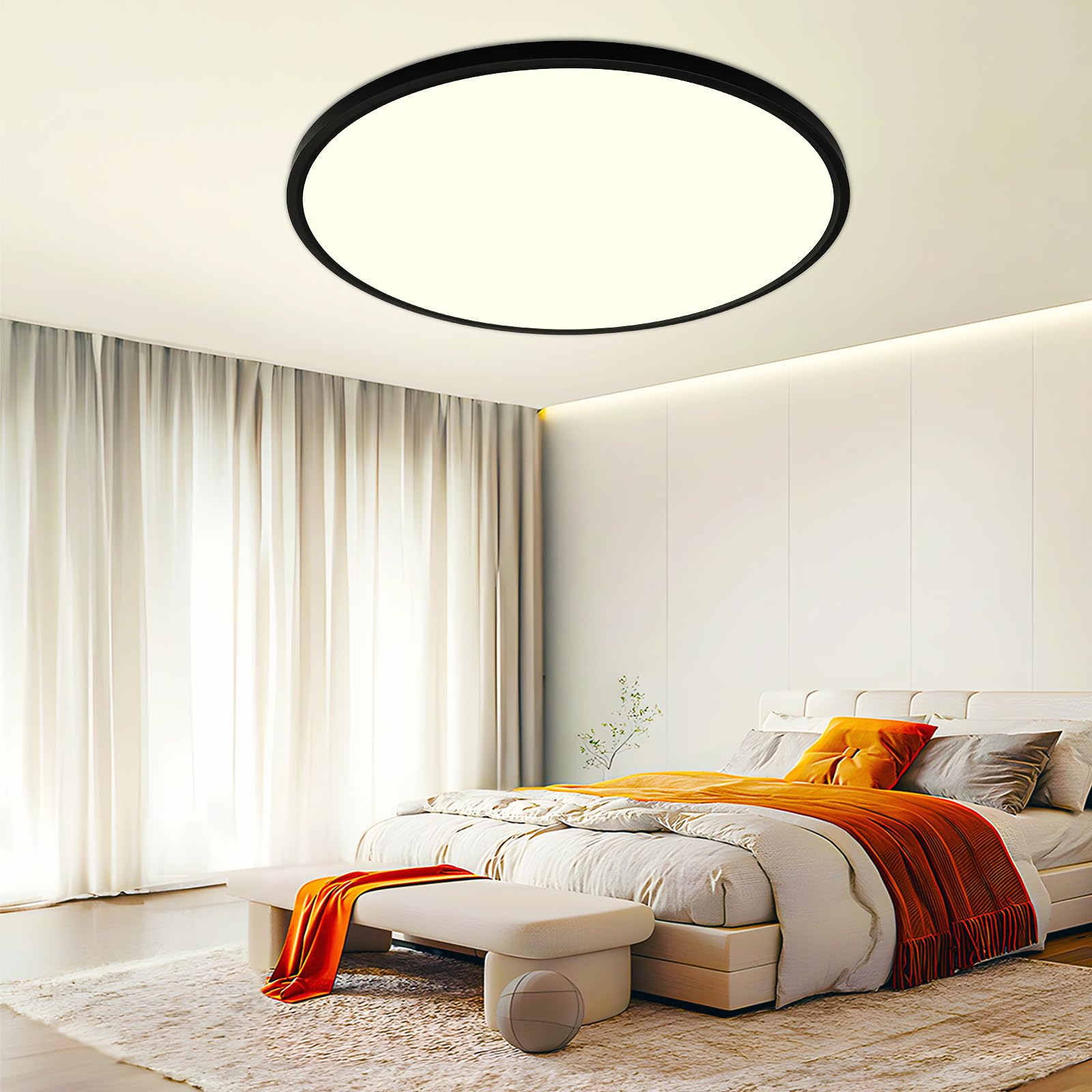 56W Dimmable LED Flush Mount Ceiling Light, 24 Inch Large Modern Round ...