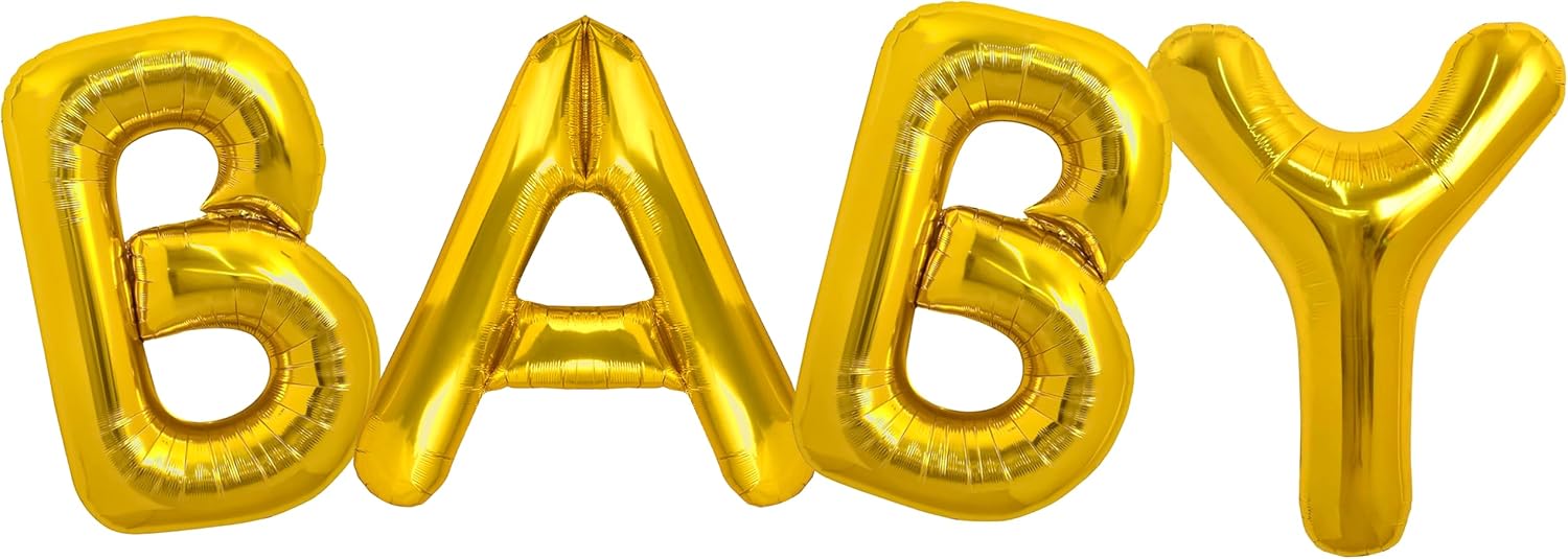 Amazon.com: CYTTOKL Letter Baby Balloons 40 inch Gold Big Extra Large ...