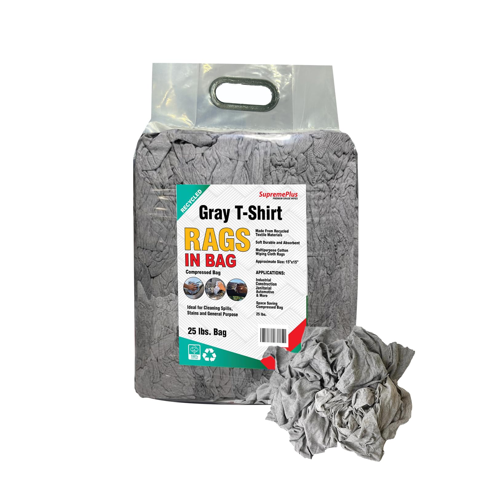 Amazon.com: SupremePlus Recycled Gray T-Shirt Rags – Shop Bulk Cleaning ...