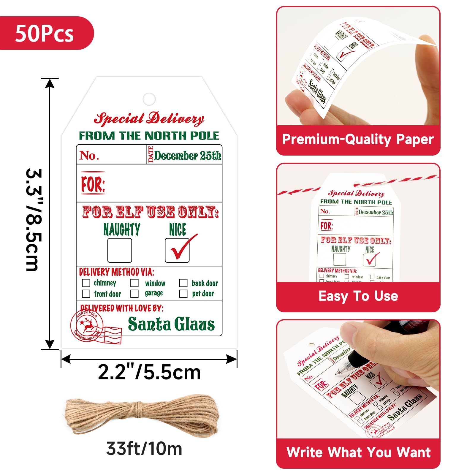 Snapklik.com : Anwyll From Santa Gift Wrapping Tags,50Pcs From The ...