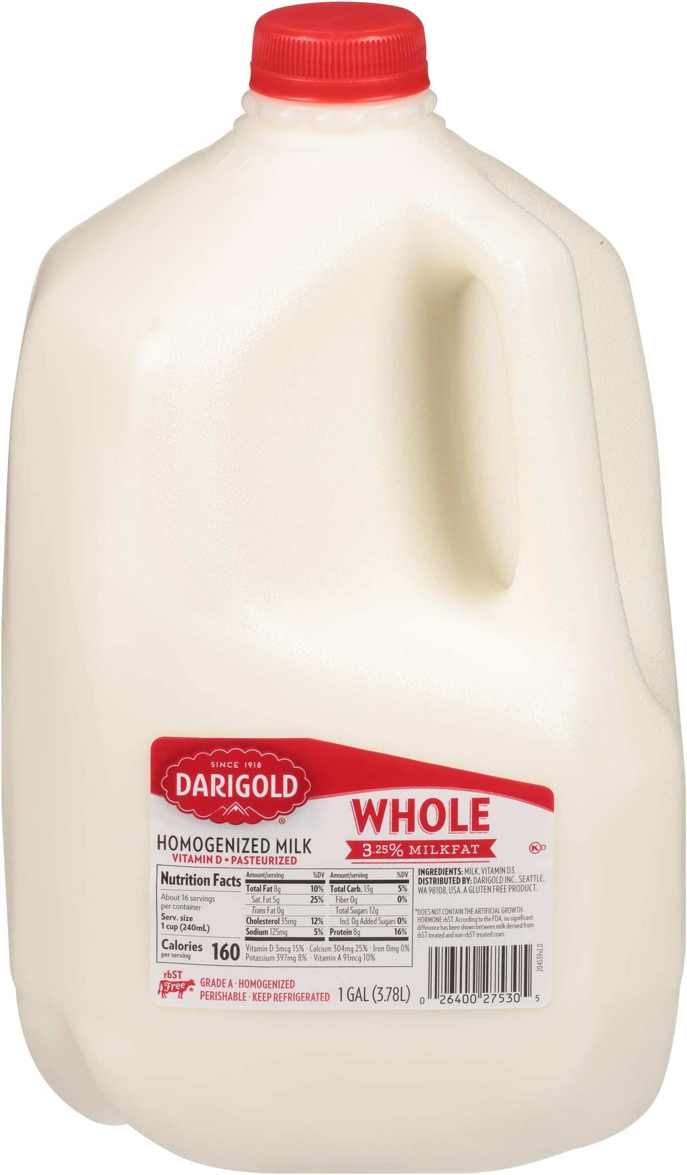 Amazon.com: Darigold Milk, Whole, Pasteurized, 1 Gallon