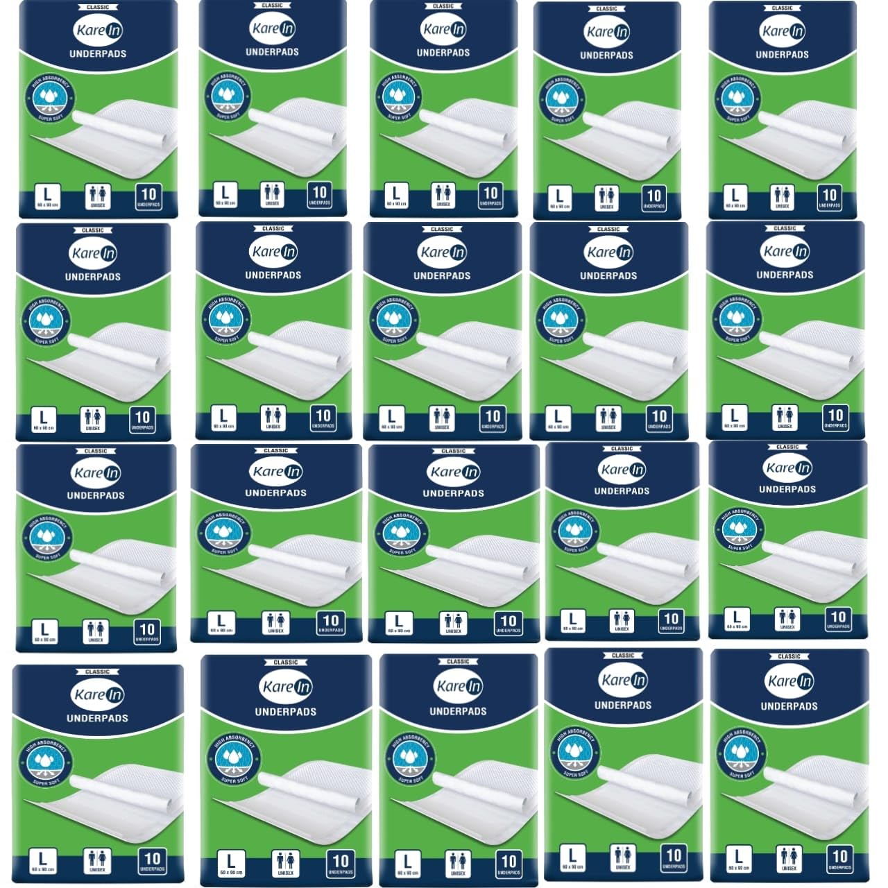 KareIn Classic Underpads, Large 60 x 90 cm, Pack of 20 - Superior ...