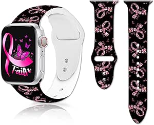 Amazon.com: Breast Cancer Awareness Watch Bands Compatible with Apple ...