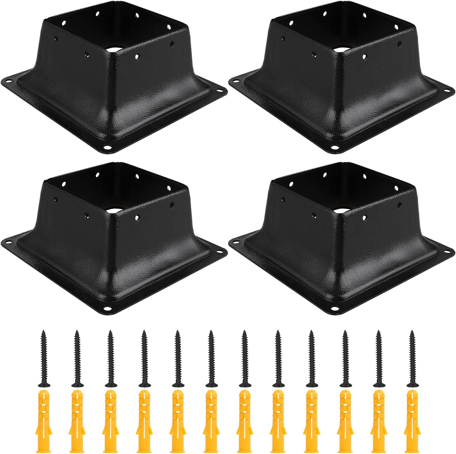 Amazon.com: CYEAH 4x4 Post Base Set of 4, Black Square Brackets, Heavy ...