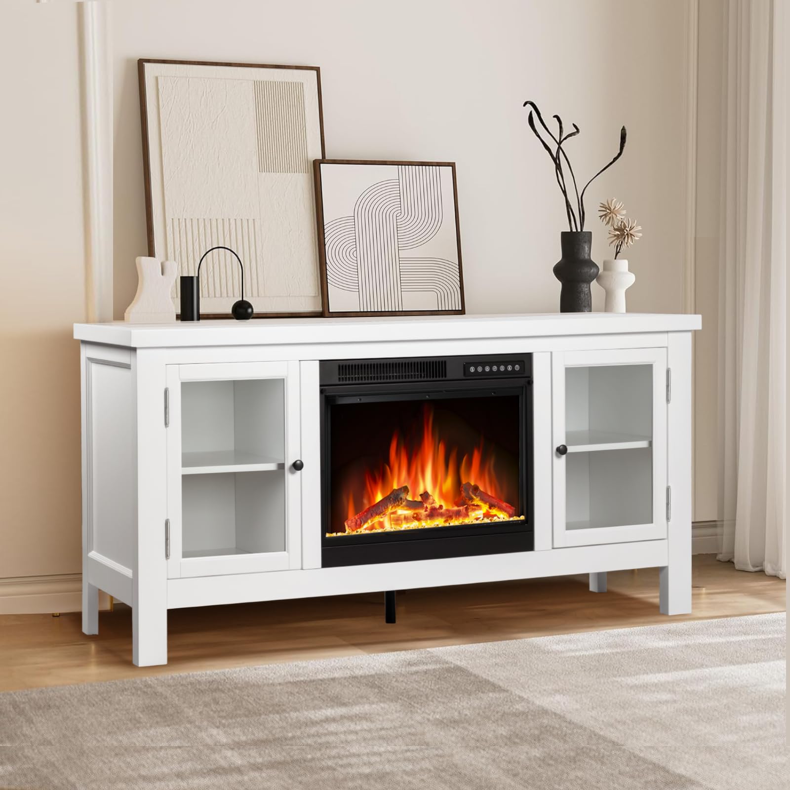 Snapklik.com : Crzoe Electric Fireplace Mantel Wooden Surround Firebox ...