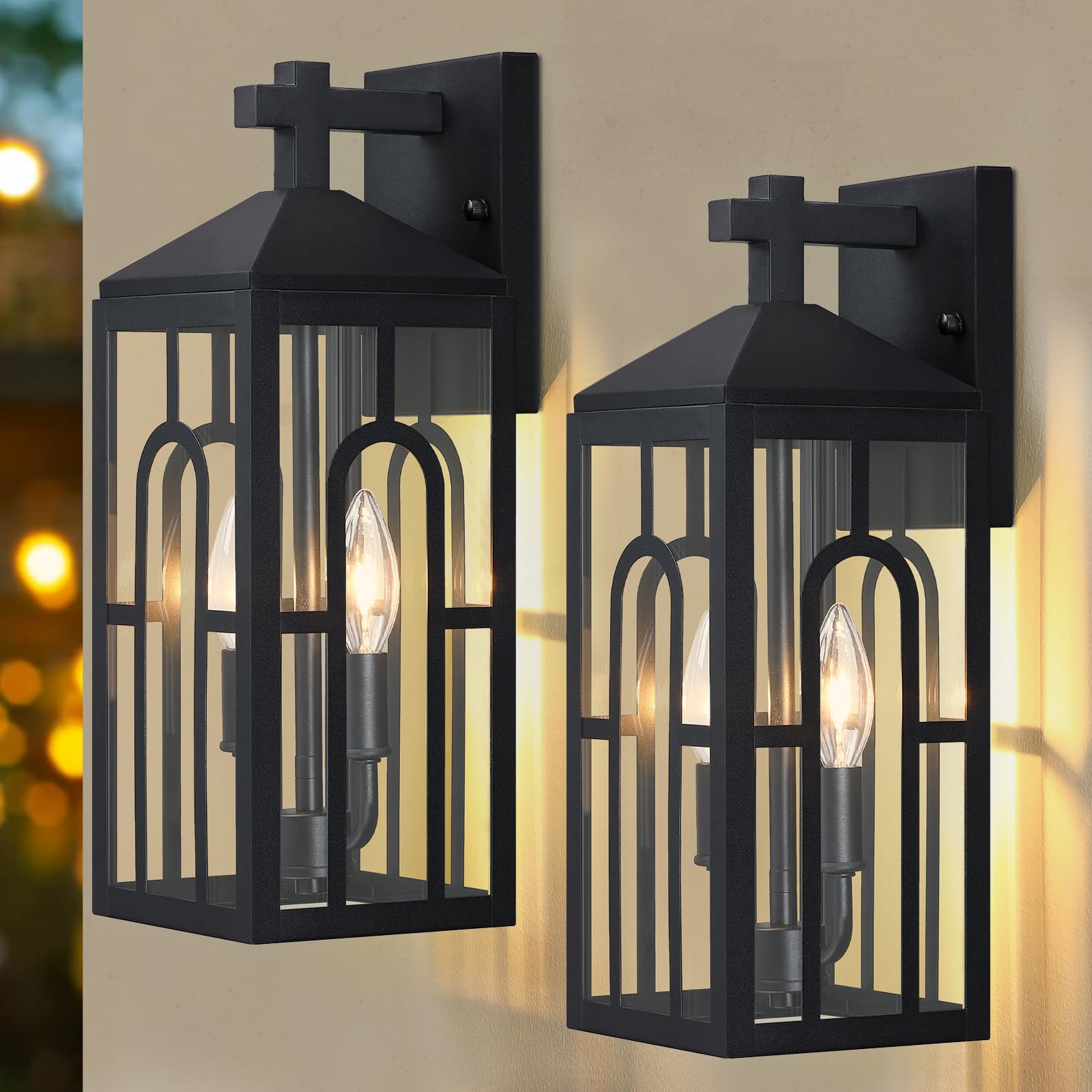 Bdrofn 2 Pack 16" Large Outdoor Wall Light Black Outdoor Light Fixture ...
