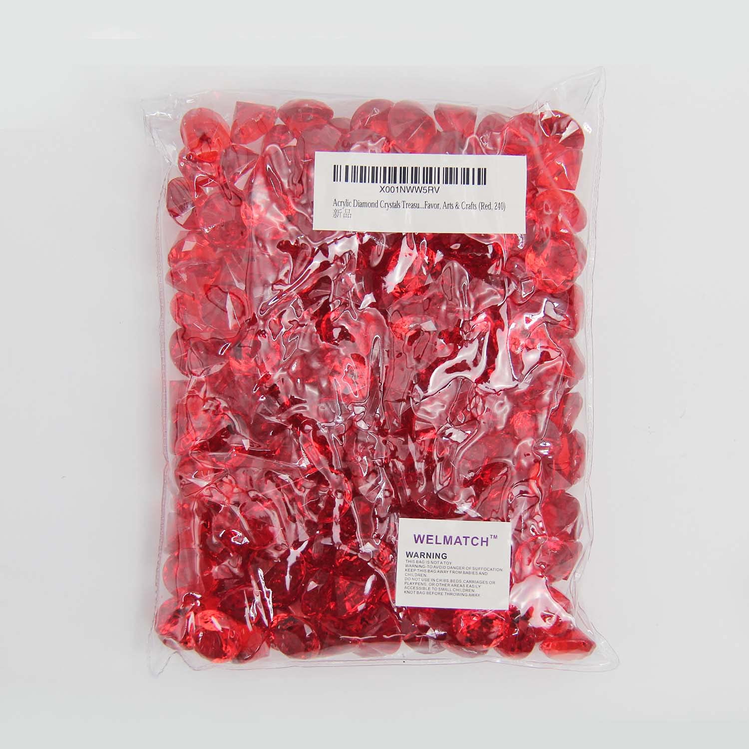 Snapklik.com : WELMATCH Red Acrylic Diamond Vase Fillers 0.75 Pound ...