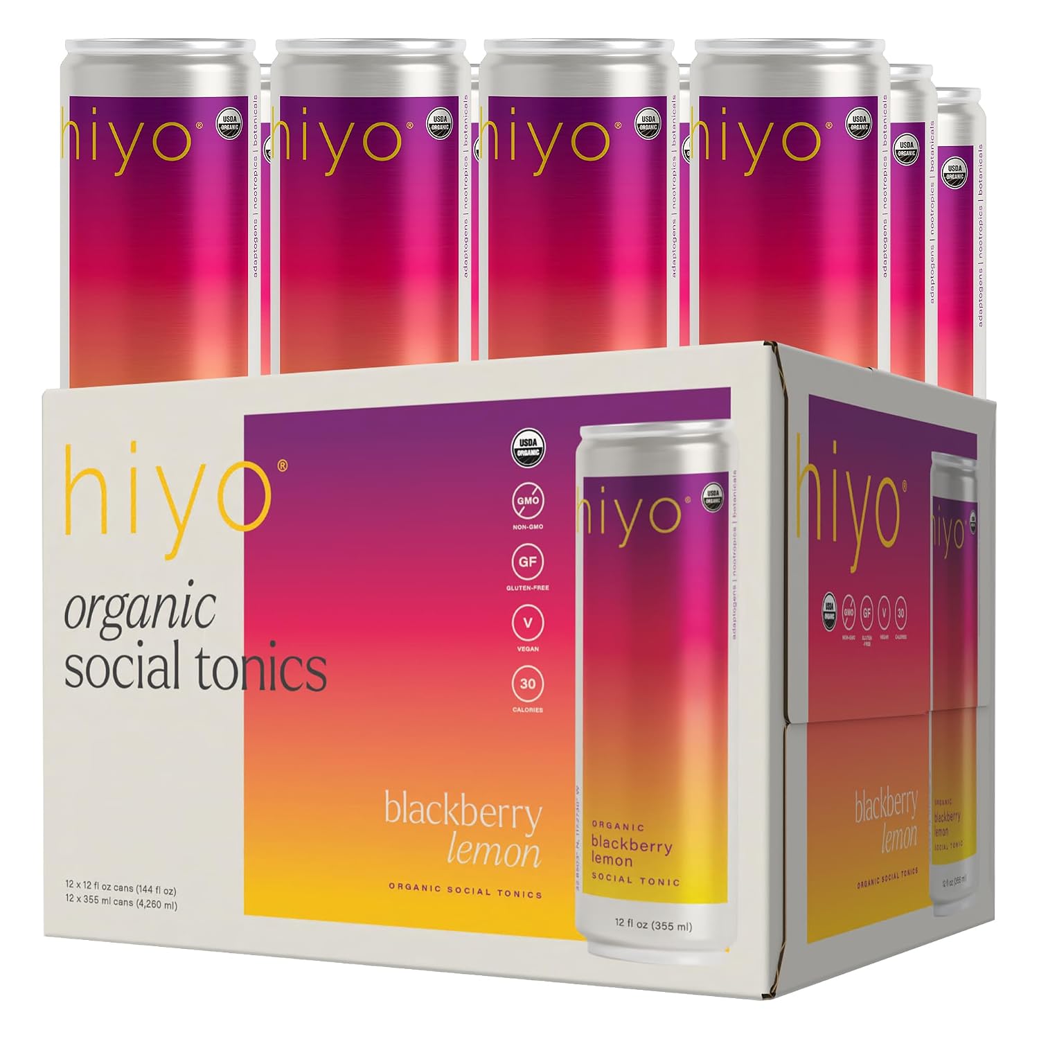 Amazon.com: Hiyo Organic Social Tonic - Blackberry Lemon, 12 Pack - N.A ...