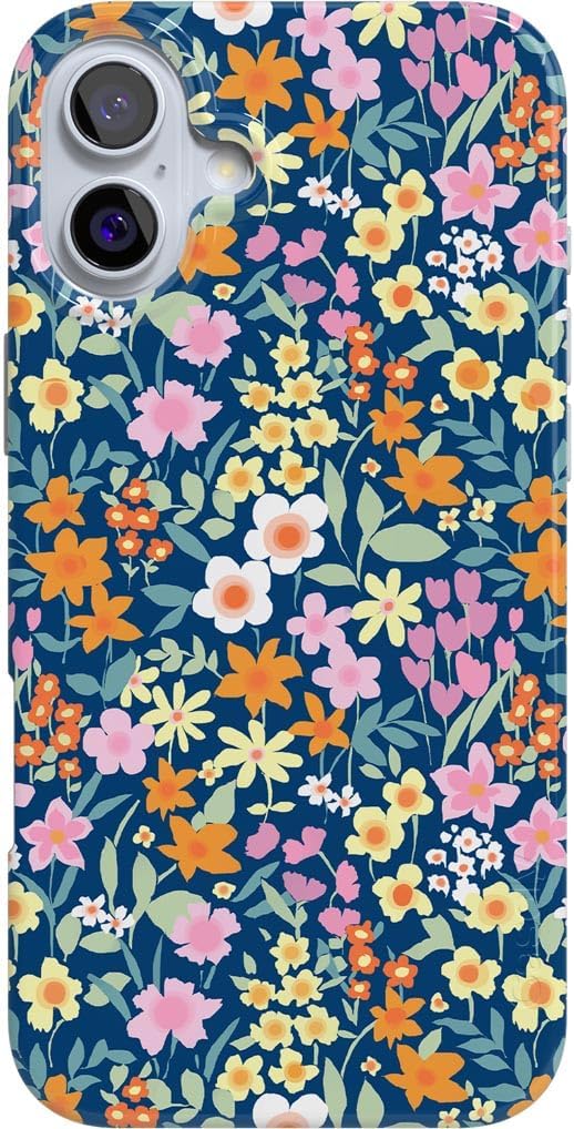 Amazon.com: Casely iPhone 16 Case | Full Bloom | Navy Floral | Classic ...
