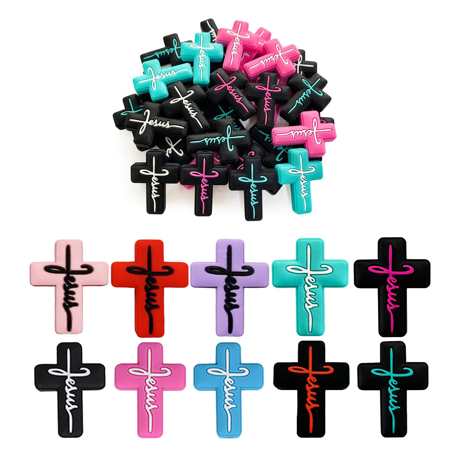 Amazon.com: Yushen 40PCS Cross Focal Beads for Pens Jesus Faith ...