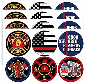 Amazon.com: Honoson 360 Pcs Assorted Firefighter Sticker Sheet Pack 1.5 ...