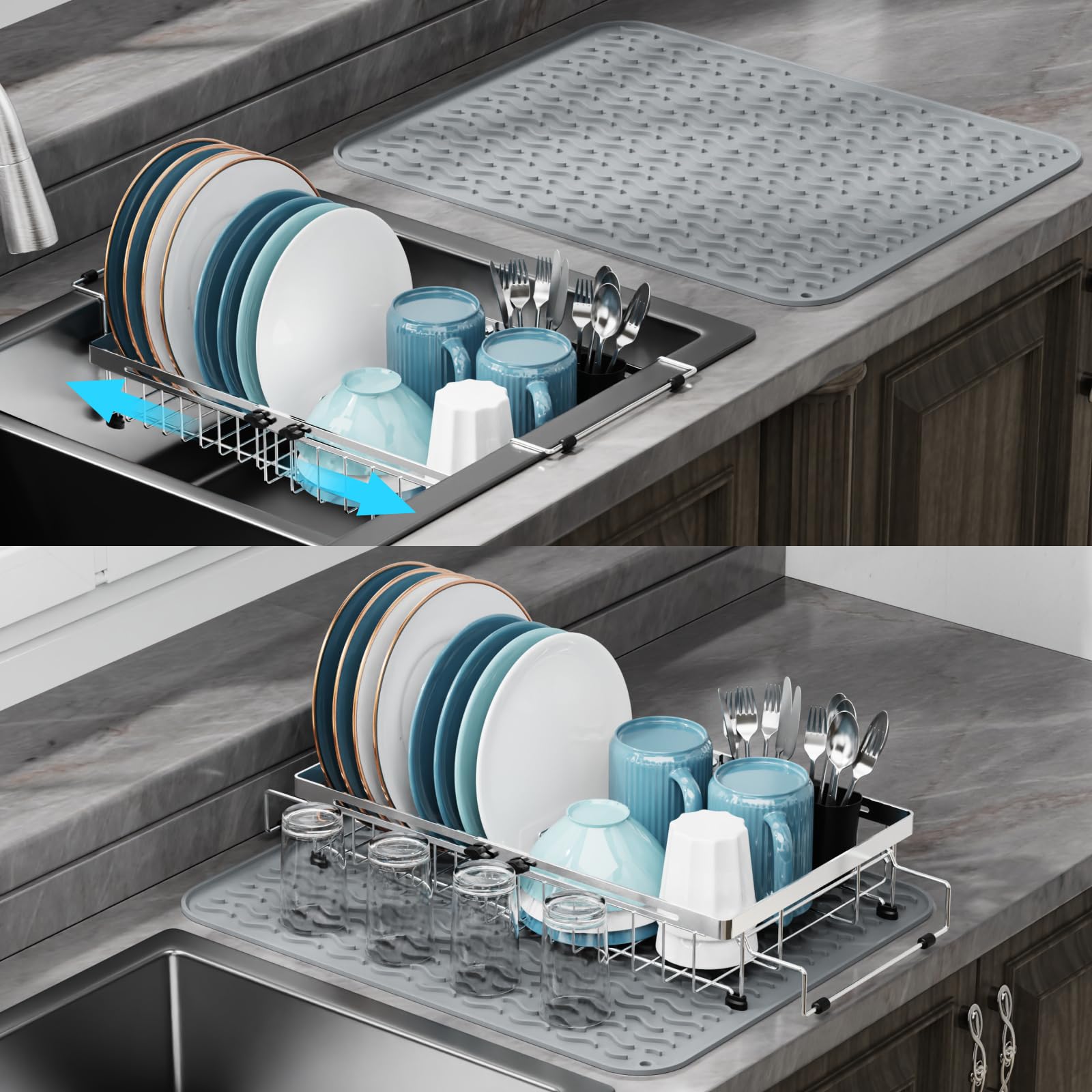 Amazon.com - GSlife Sink Dish Drying Rack - Capacity Expandable ...