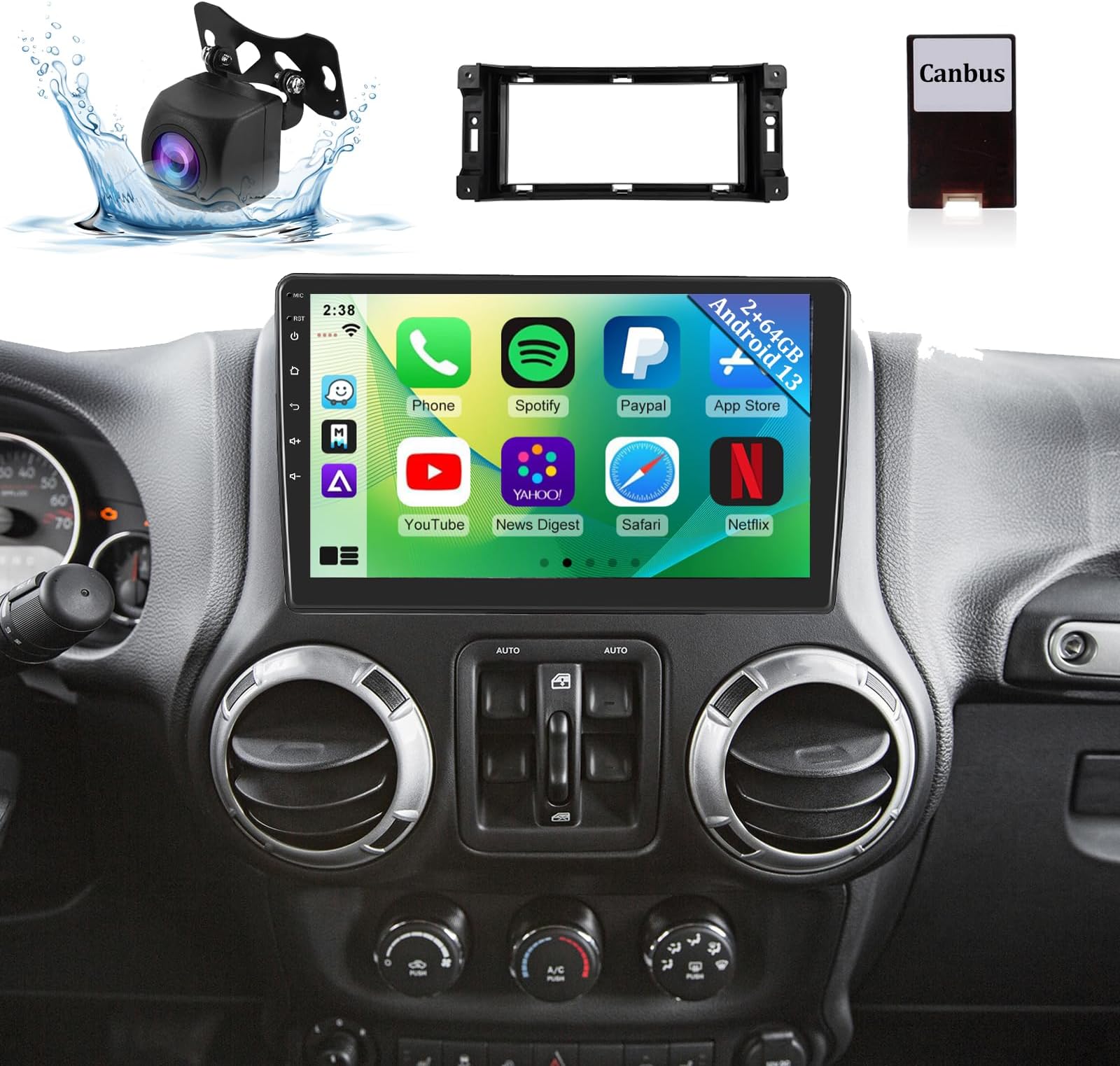 Amazon.com: [2+64G] Car Stereo Jeep Wrangler jk/Dodge RAM/Chrysler 300C ...