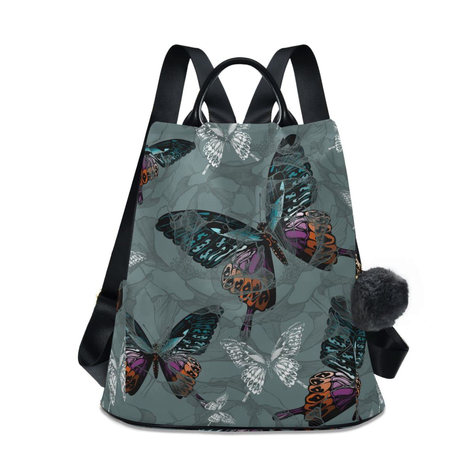 Amazon.com: ALAZA Vintage Flowers and Colorful Butterflies Backpack ...